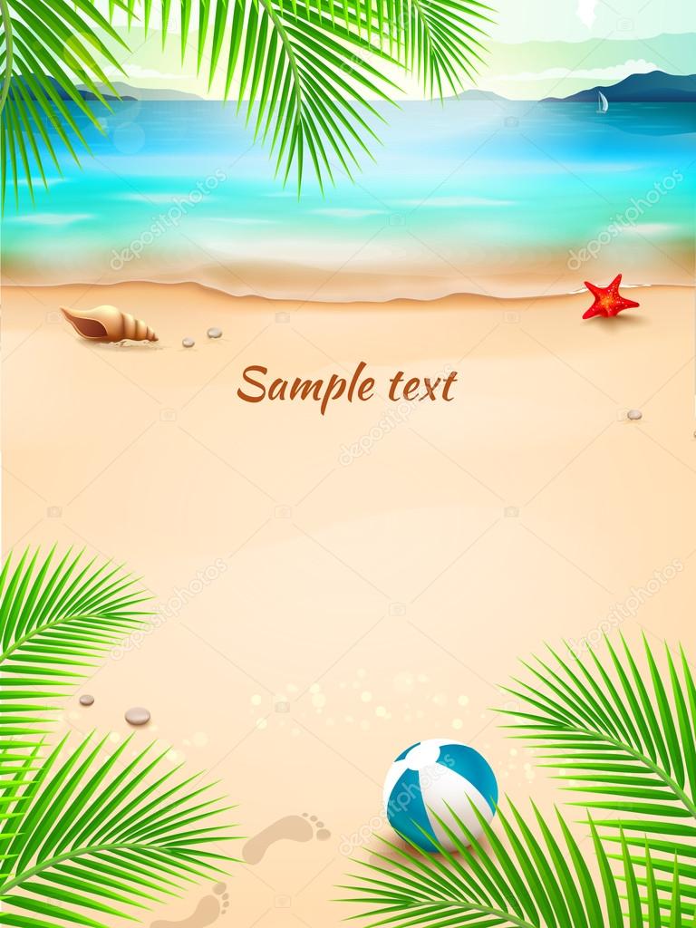 Summer beach background, seascape, sand and wave. Vector Illustration ...