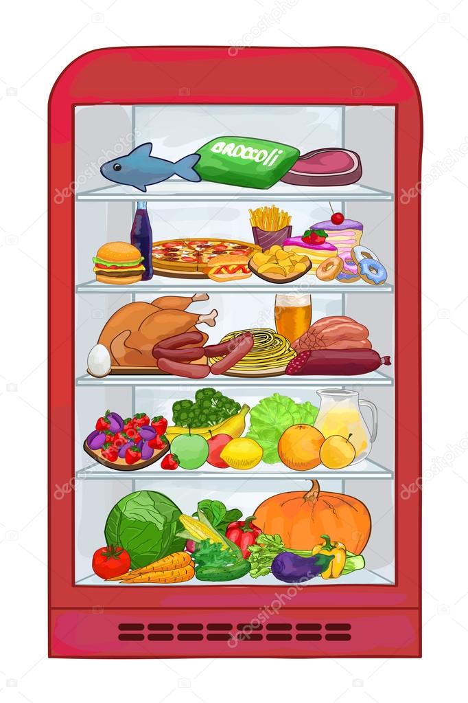 Food In Refrigerator Cartoon
