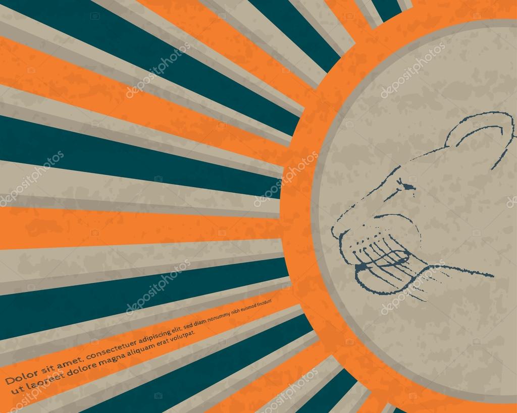 A wild beast in a vintage poster design element Stock Vector Image by ...