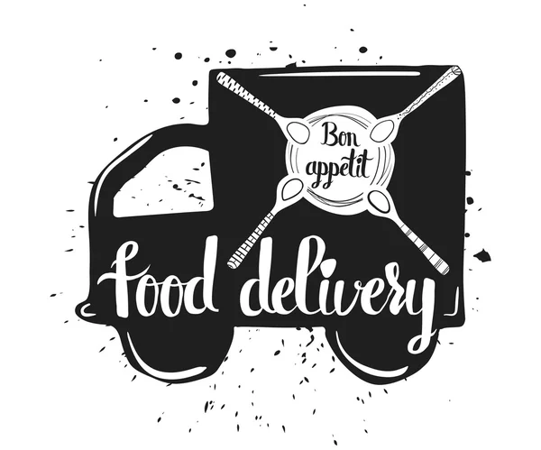 Hand drawn typography poster, fast delivery, isolated on white ...