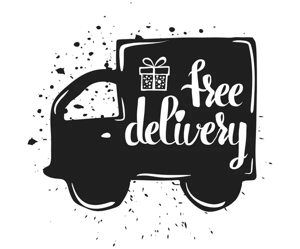 Hand drawn typography poster, fast delivery, isolated on white ...