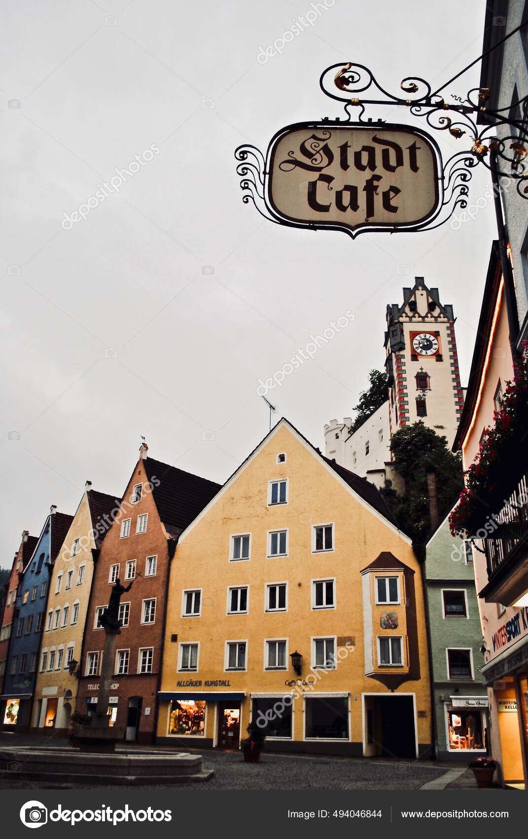Fssen Germany Old Town Area Altstadt Bavarian Town Sign Stadt — Stock ...