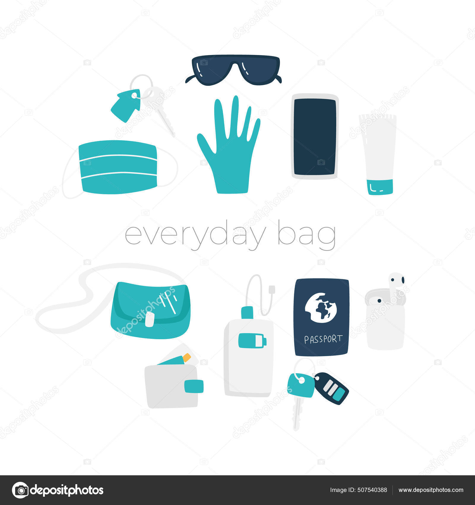 Concept Set Things Everyday Use Common Part Everyday Life Phone Stock ...