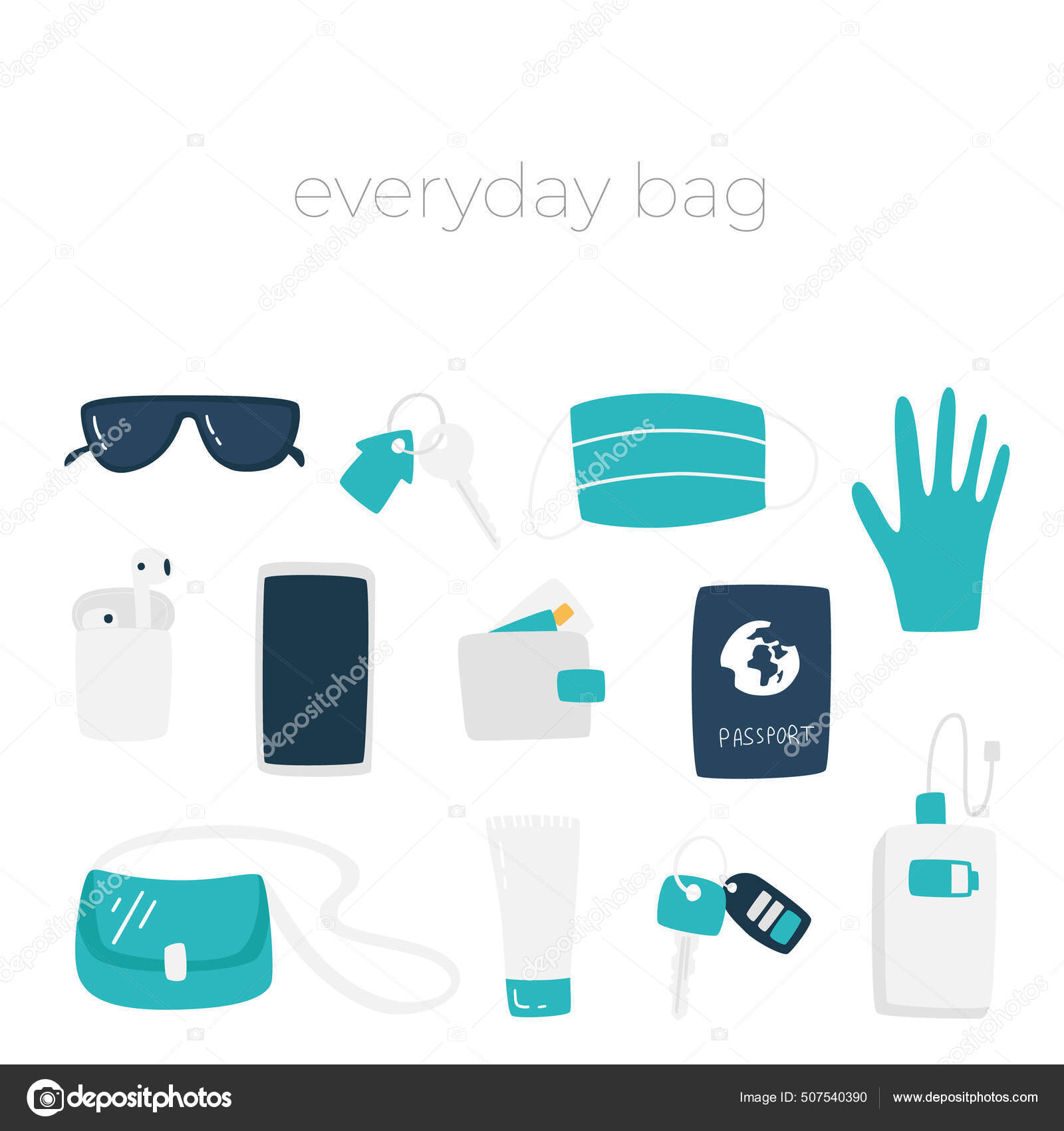Concept Set Things Everyday Use Common Part Everyday Life Phone Stock ...