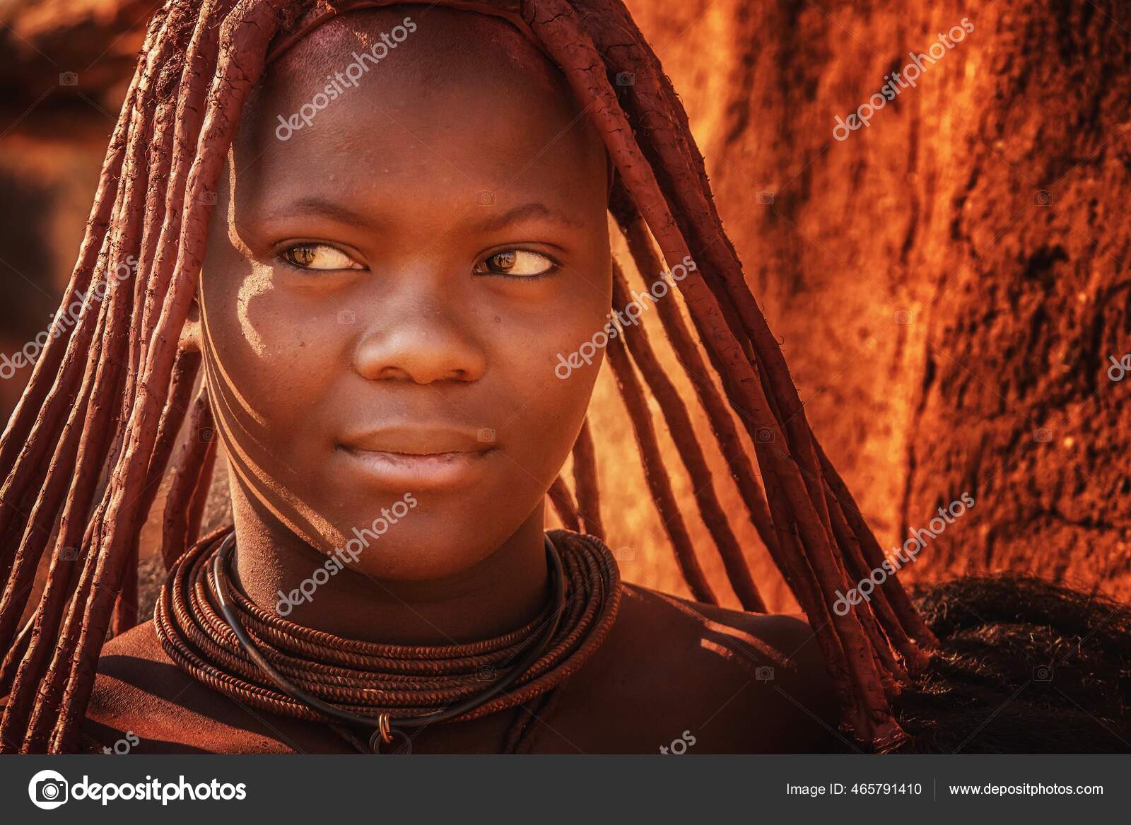 Rural Namibia August 2016 Young African Woman Wears Traditional ...
