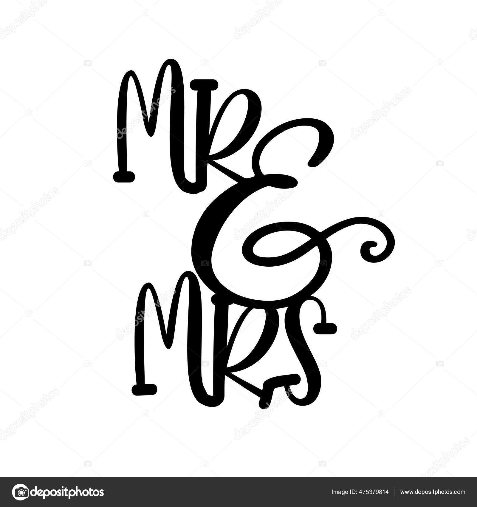 Mrs Black Lettering White Background Stock Vector by ©VeronikaM 475379814