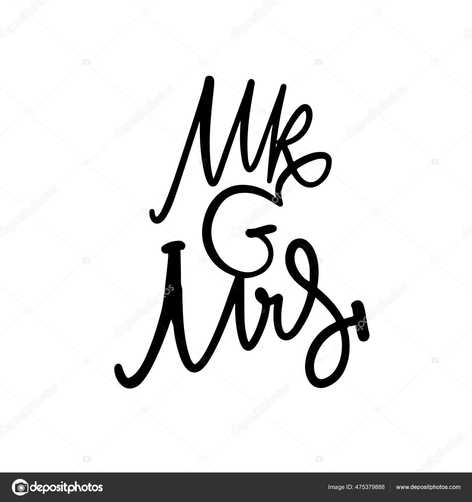 Mrs Black Lettering White Background Stock Vector by ©VeronikaM 475379888