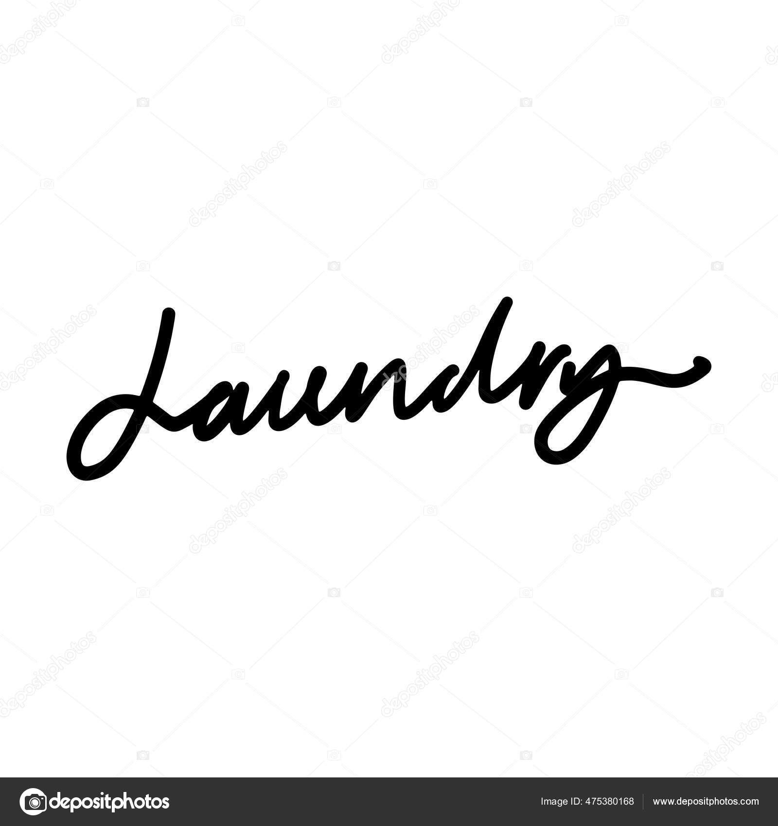 Black Handwriting Laundry Word Isolated White Background Stock Vector ...