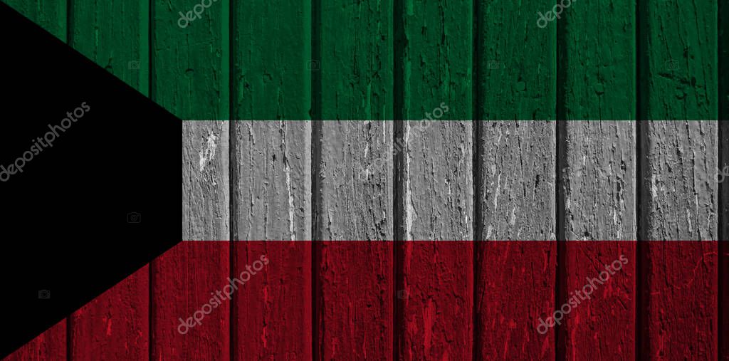 Bandera de Kuwait sobre tablas de madera 2022
