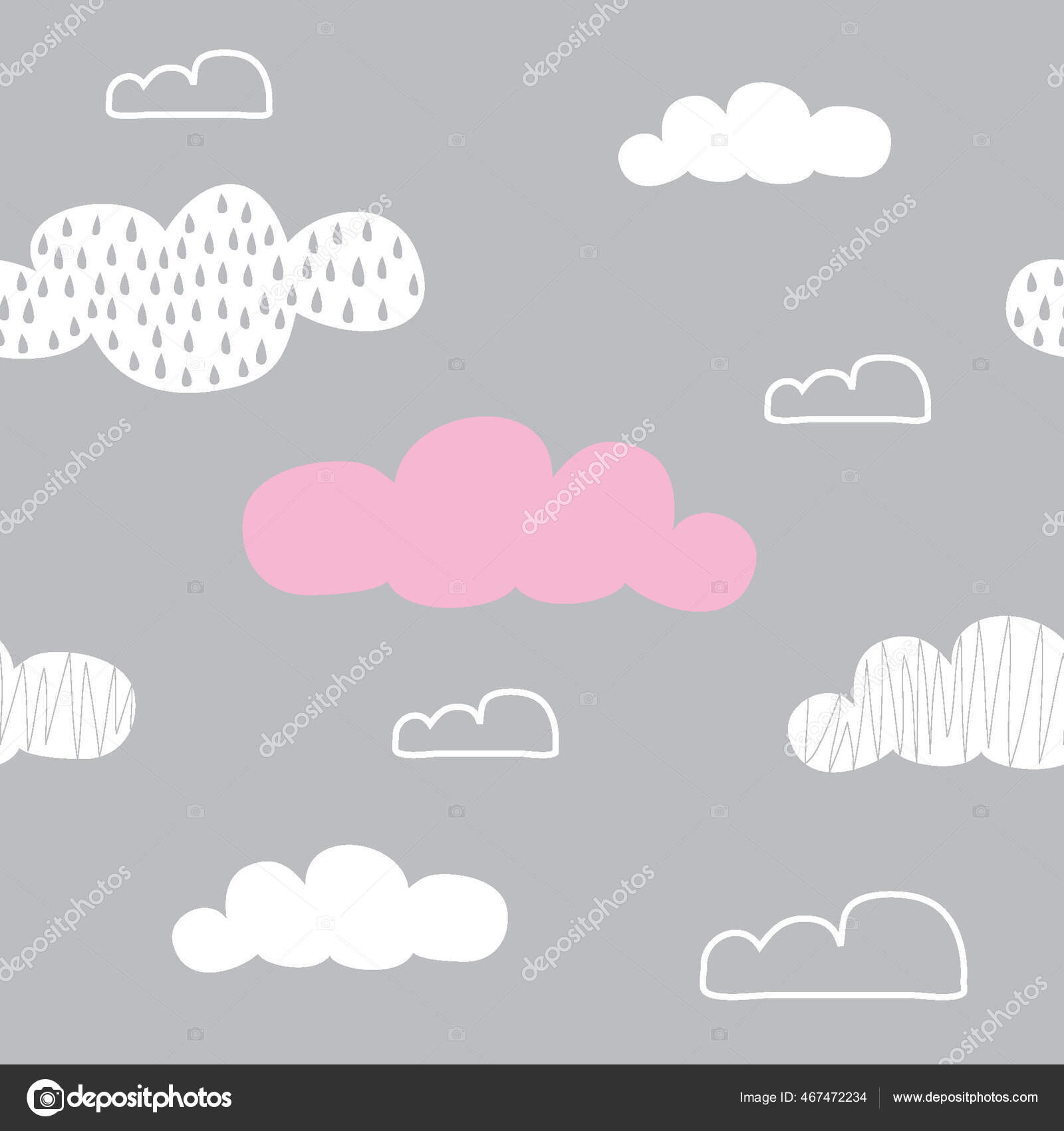 Cute Cloud Pattern Grey Background Stock Vector Image by ©artfine77 ...