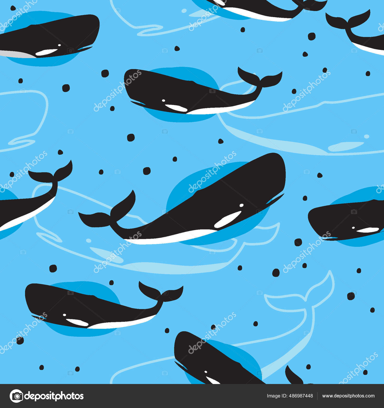 Whale Sperm Seamless Pattern Light Blue Background Stock Vector by ...