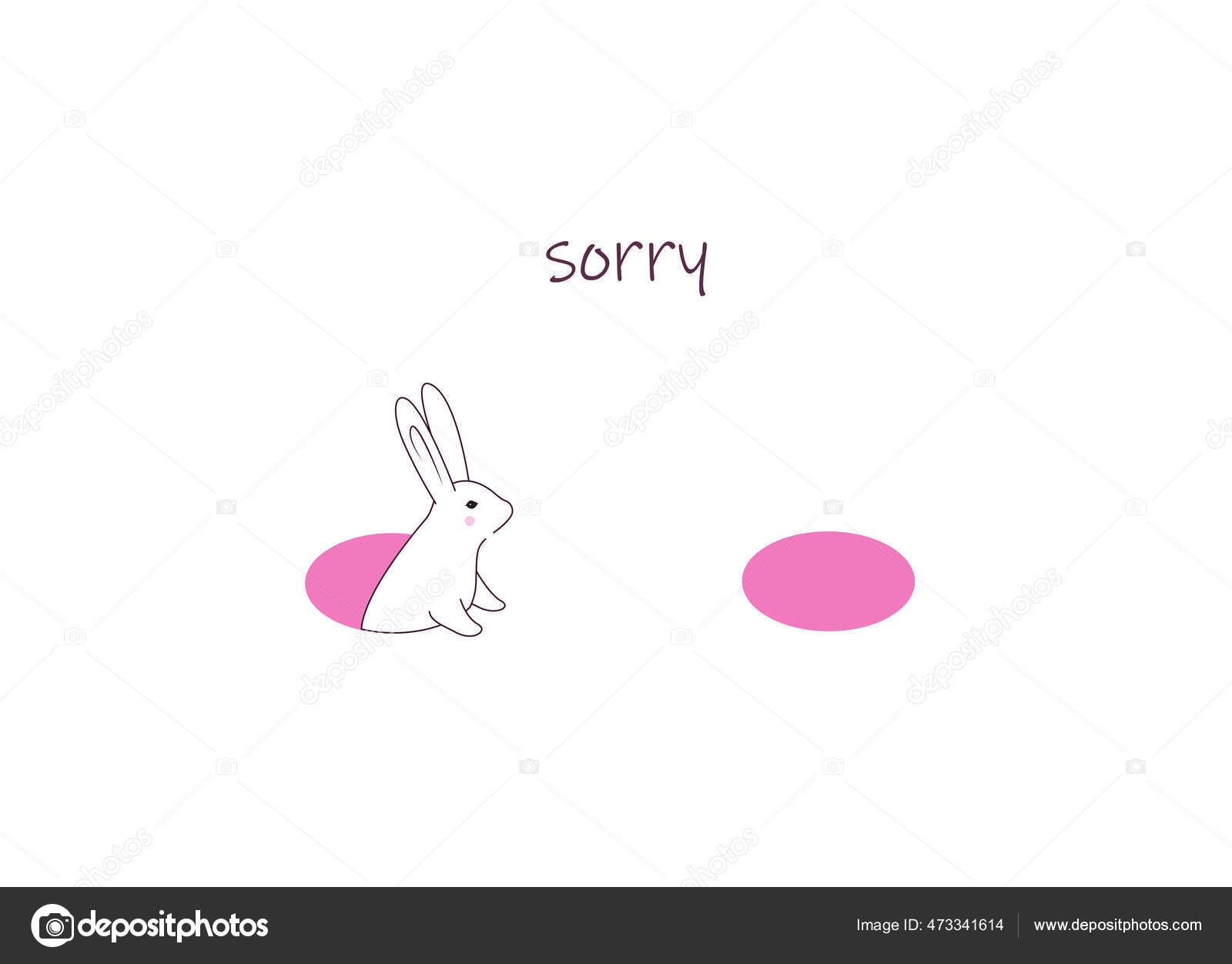 White Rabbit Sorry Missing Friend Illustration Card Stock Vector Image ...