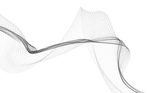 Abstract background with monochrome wave lines on white background ...