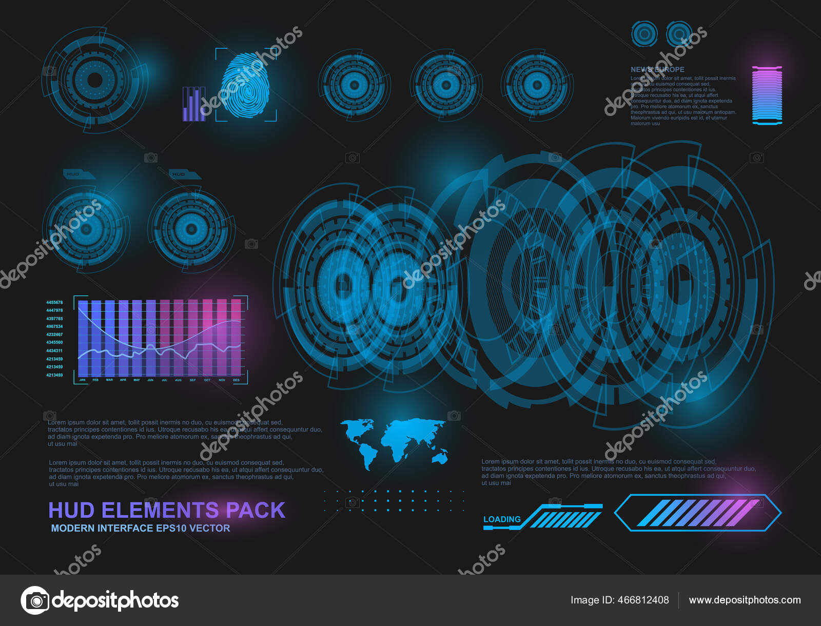 Futuristic Blue Virtual Graphic Touch User Interface Stock Vector by ©PALERMO89 466812408
