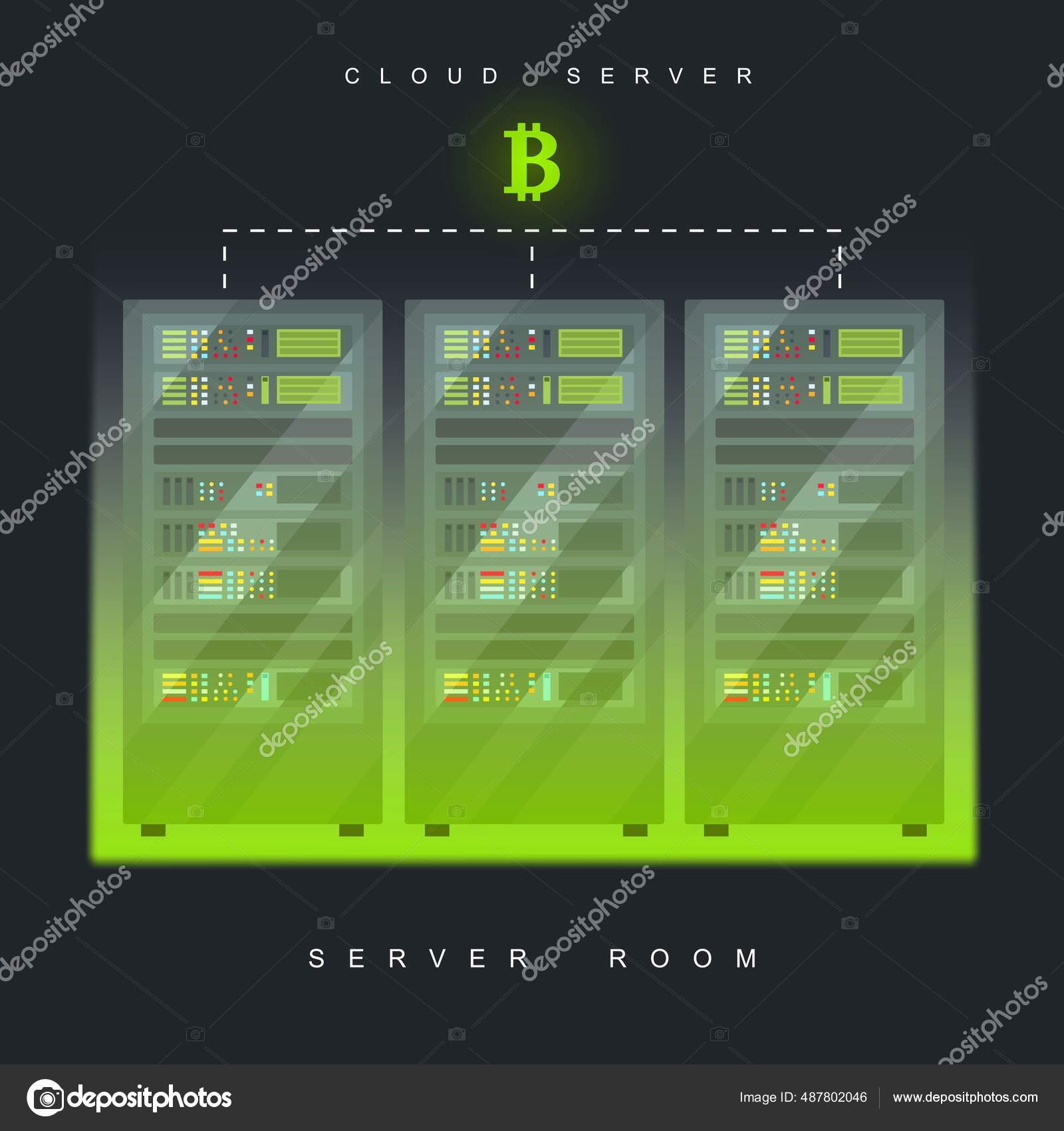 Data Center Server Room Data Storage Exchange Service Flat Illustration ...