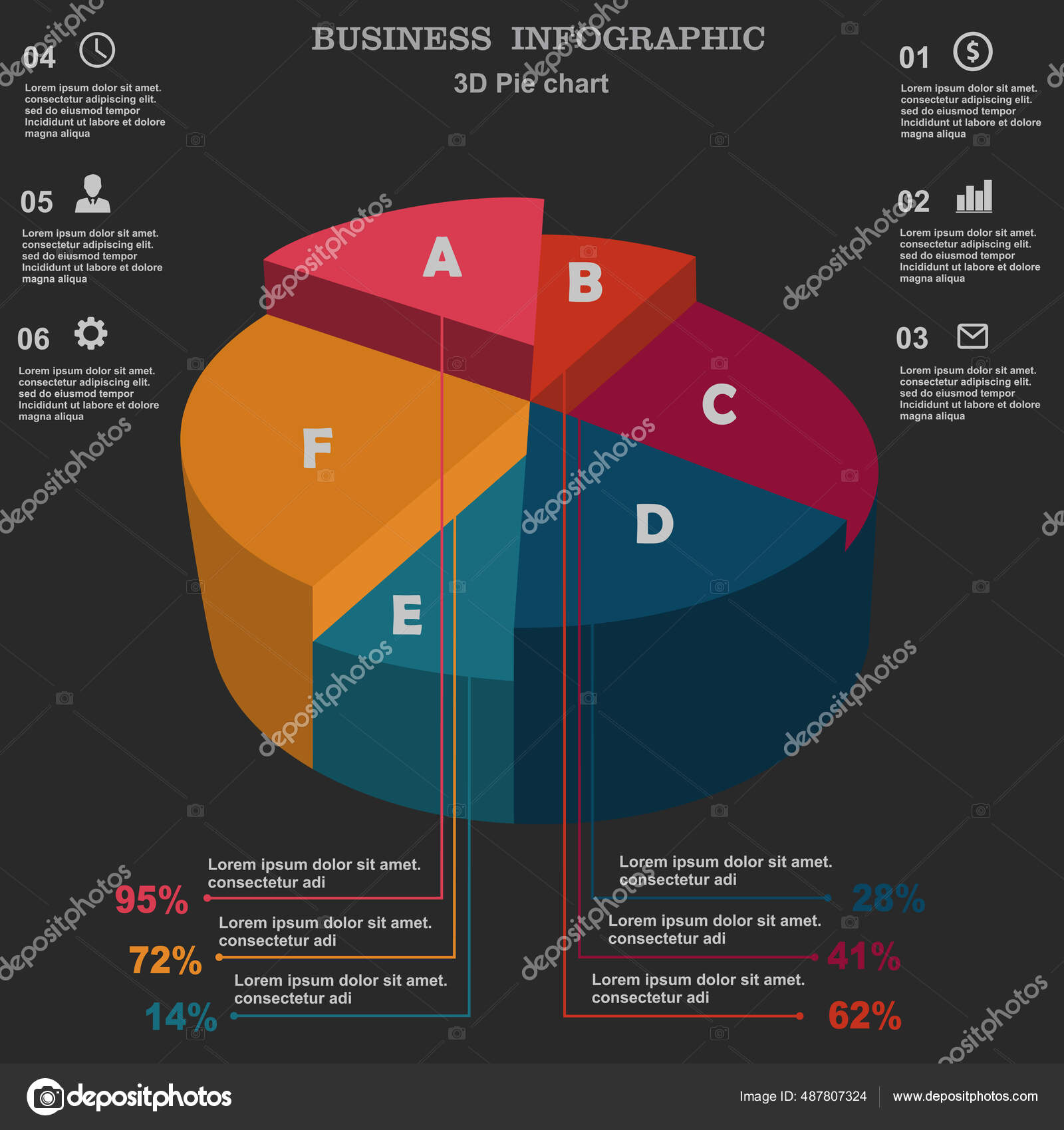 Business Infographic Pie Chart Layout Your Options Steps Stock Vector ...