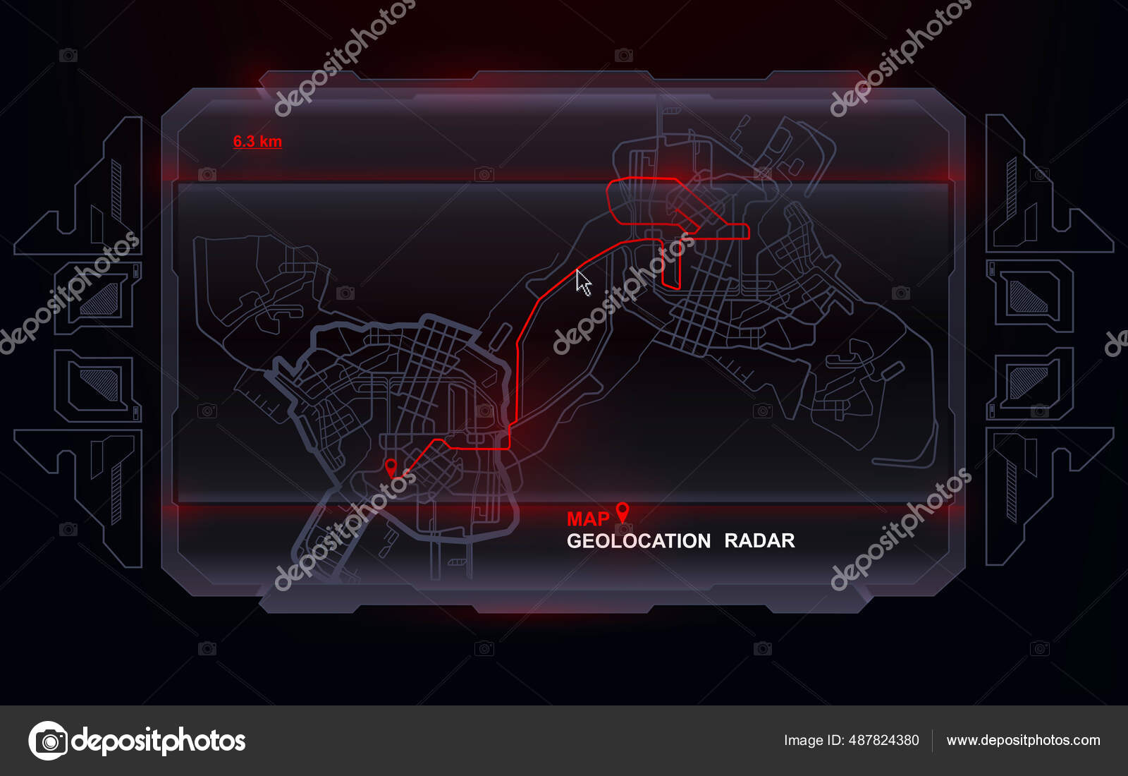 Futuristic Navigate Mapping Technology Dashboard Gps Tracking Map ...