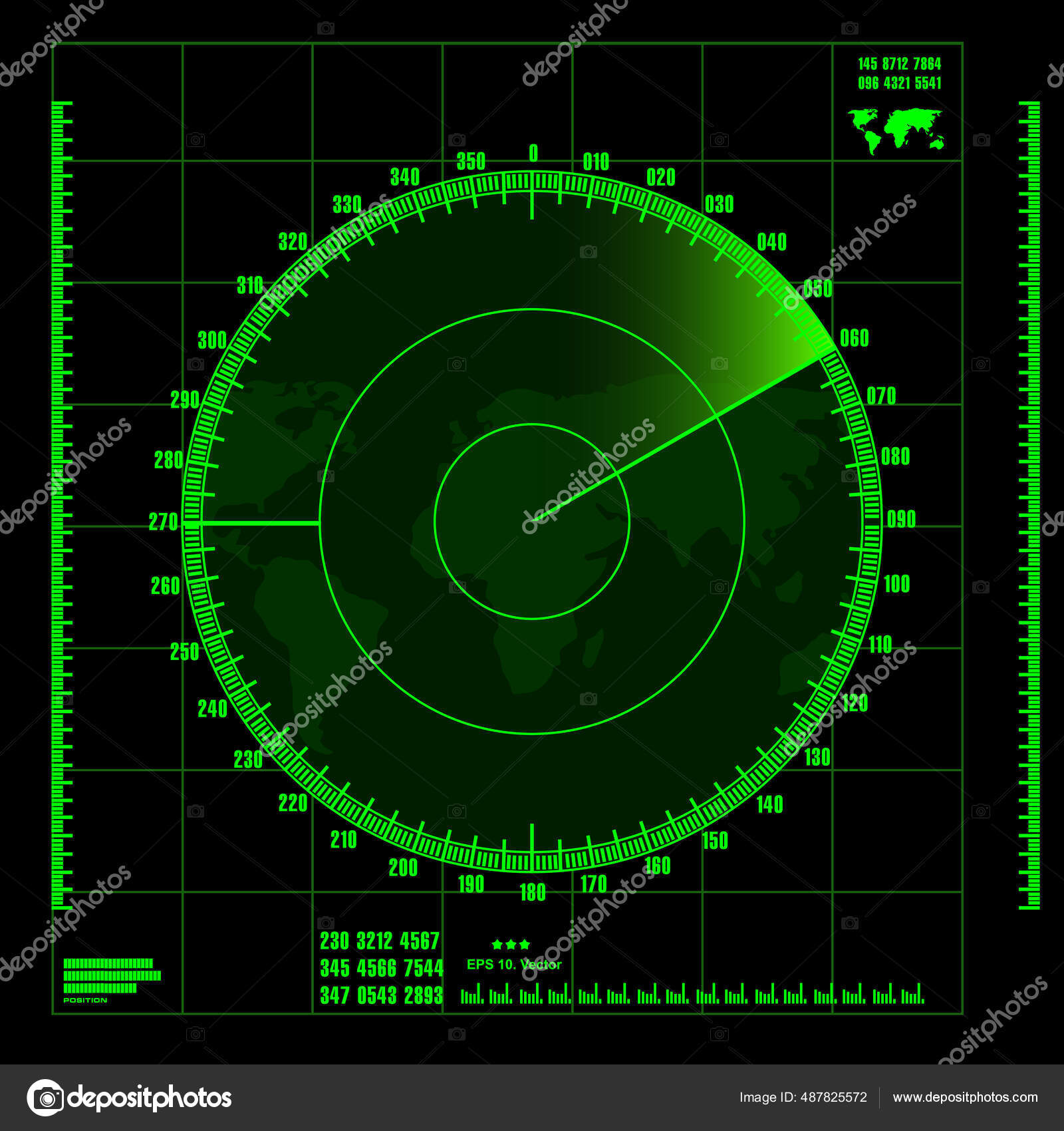 Green Radar Screen Black Background Stock Vector Image by ©PALERMO89 ...