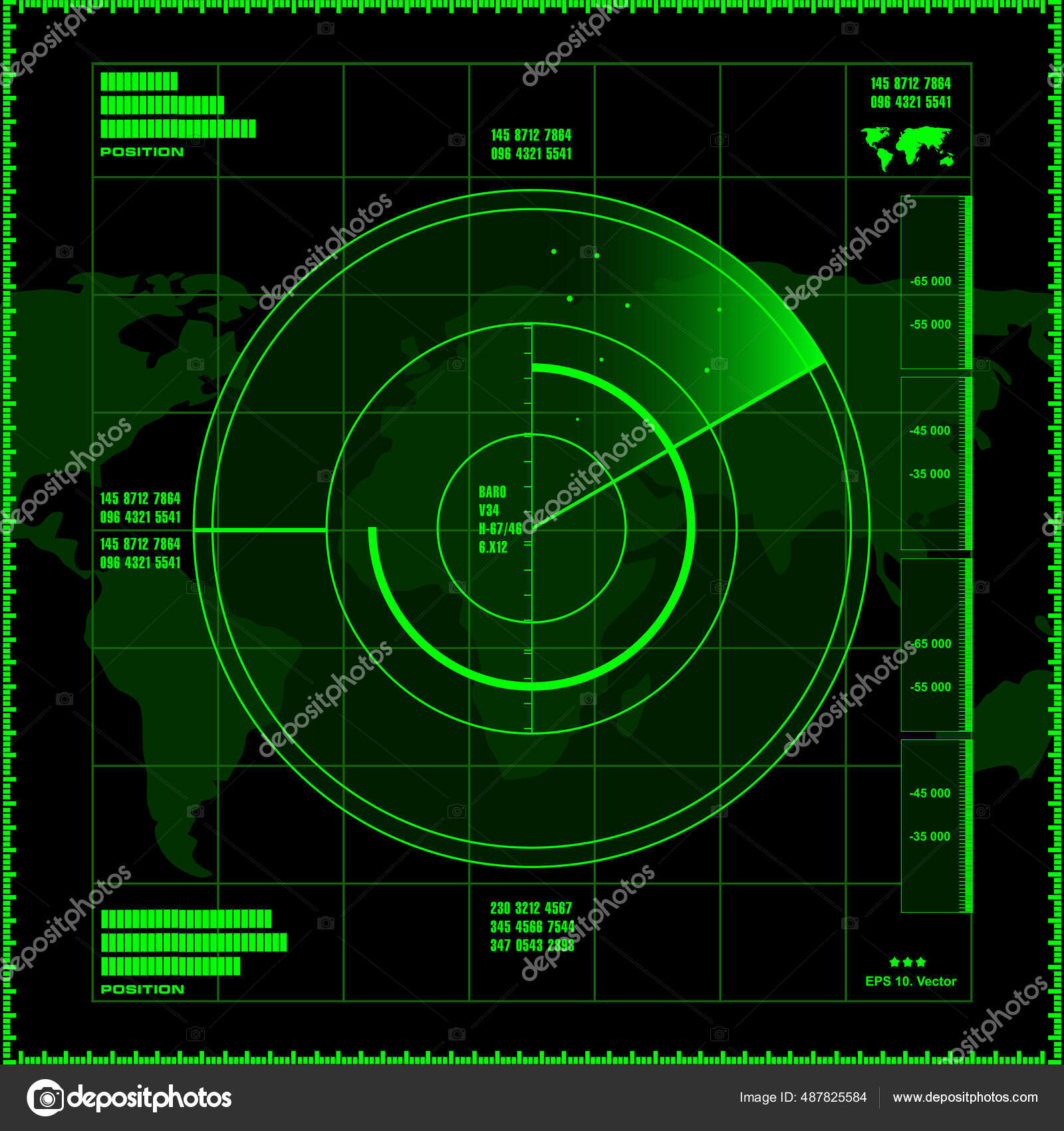 Green Radar Screen Black Background Stock Vector by ©PALERMO89 487825584