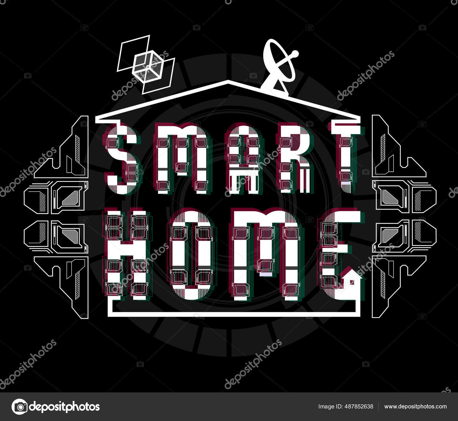 Hogar Inteligente Diseño Conceptual Con Elementos Hud Para Impresión Web Vector de stock por ...