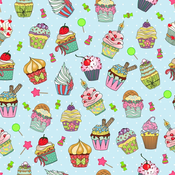 Cupcake doodle desen Vector Art Stock Images | Depositphotos