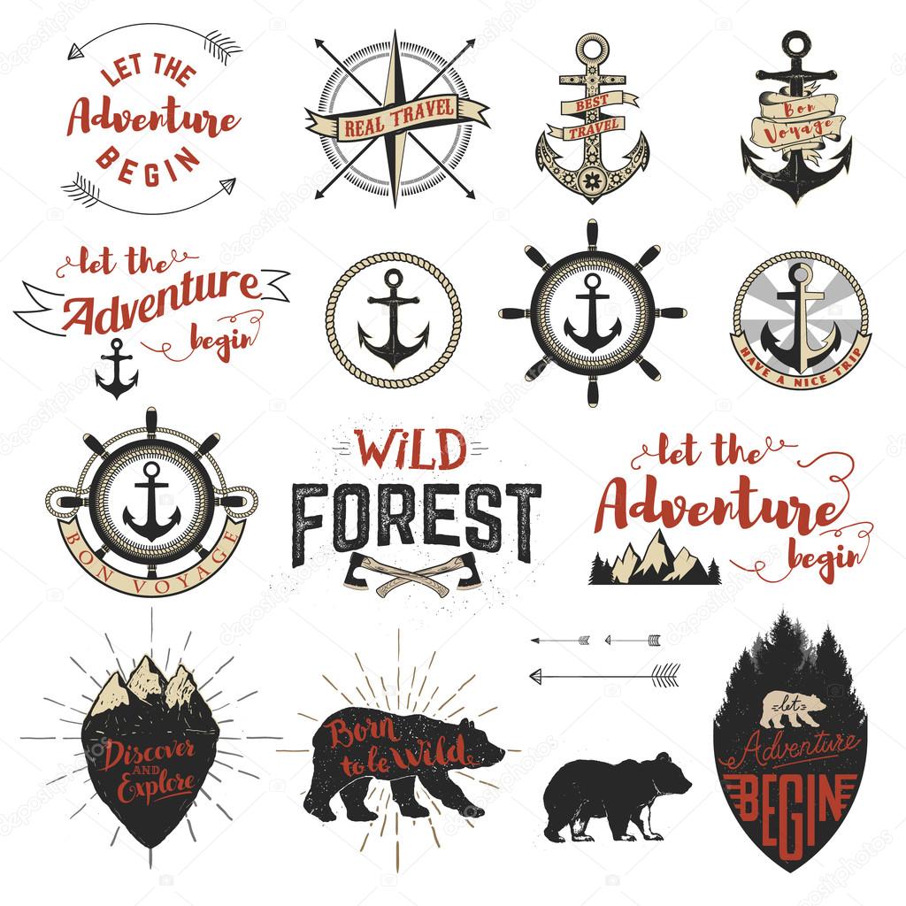 Set of the adventure labels, emblems and design elements. Stock Vector ...