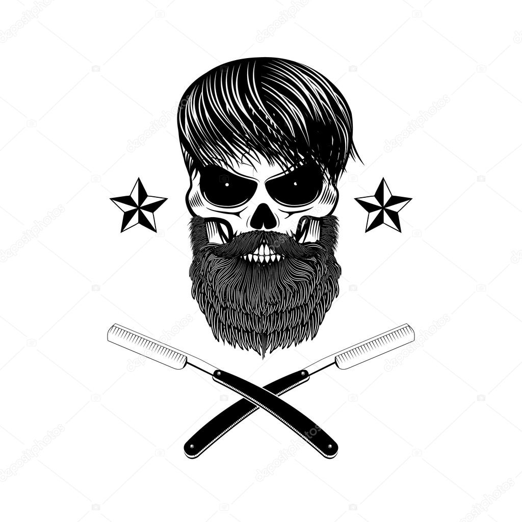 Bearded skull with blades. — Stock Vector © art-l@i.ua #101335720