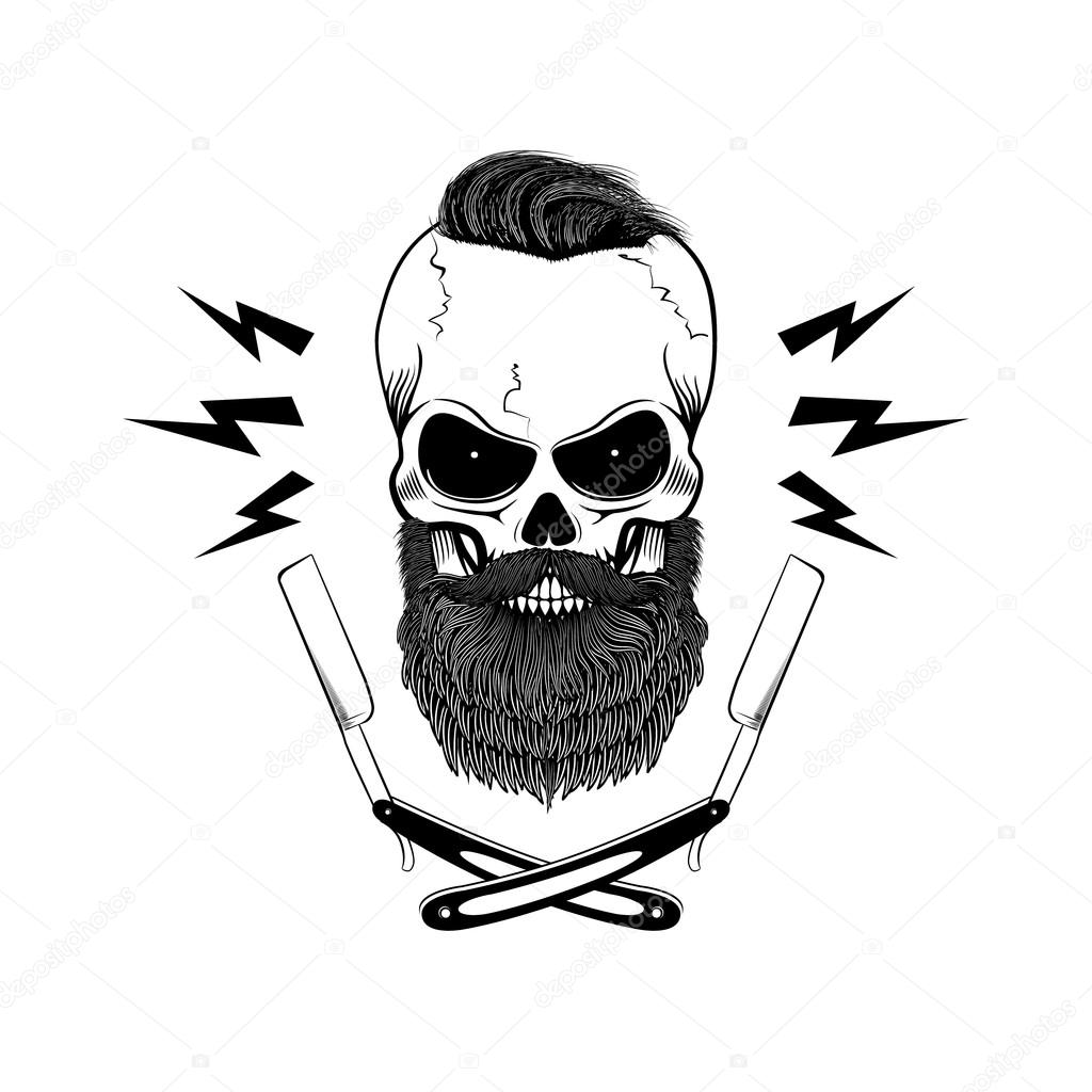 Bearded skull with blades. — Stock Vector © art-l@i.ua #101337576