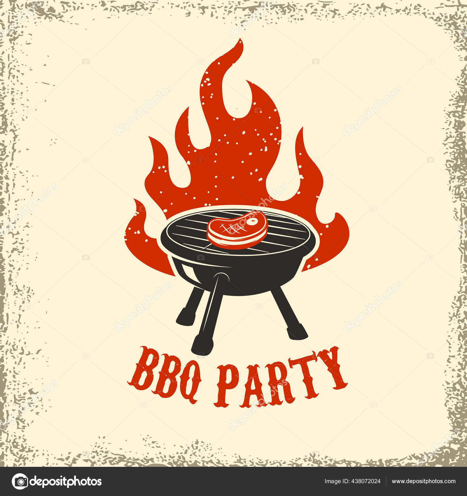 Bbq Party Grill Fire Grunge Background Design Element Poster Restaurant ...