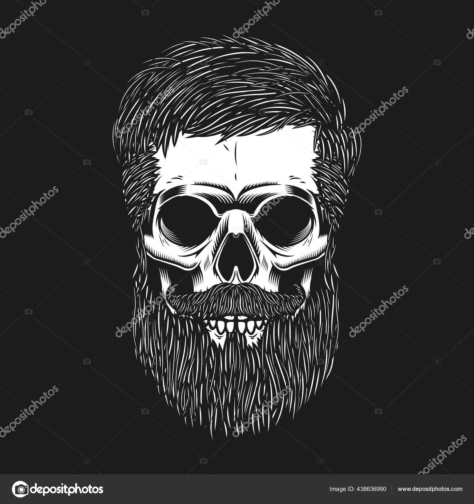 Bearded Skull Dark Background Design Element Poster Emblem Shirt Stock ...