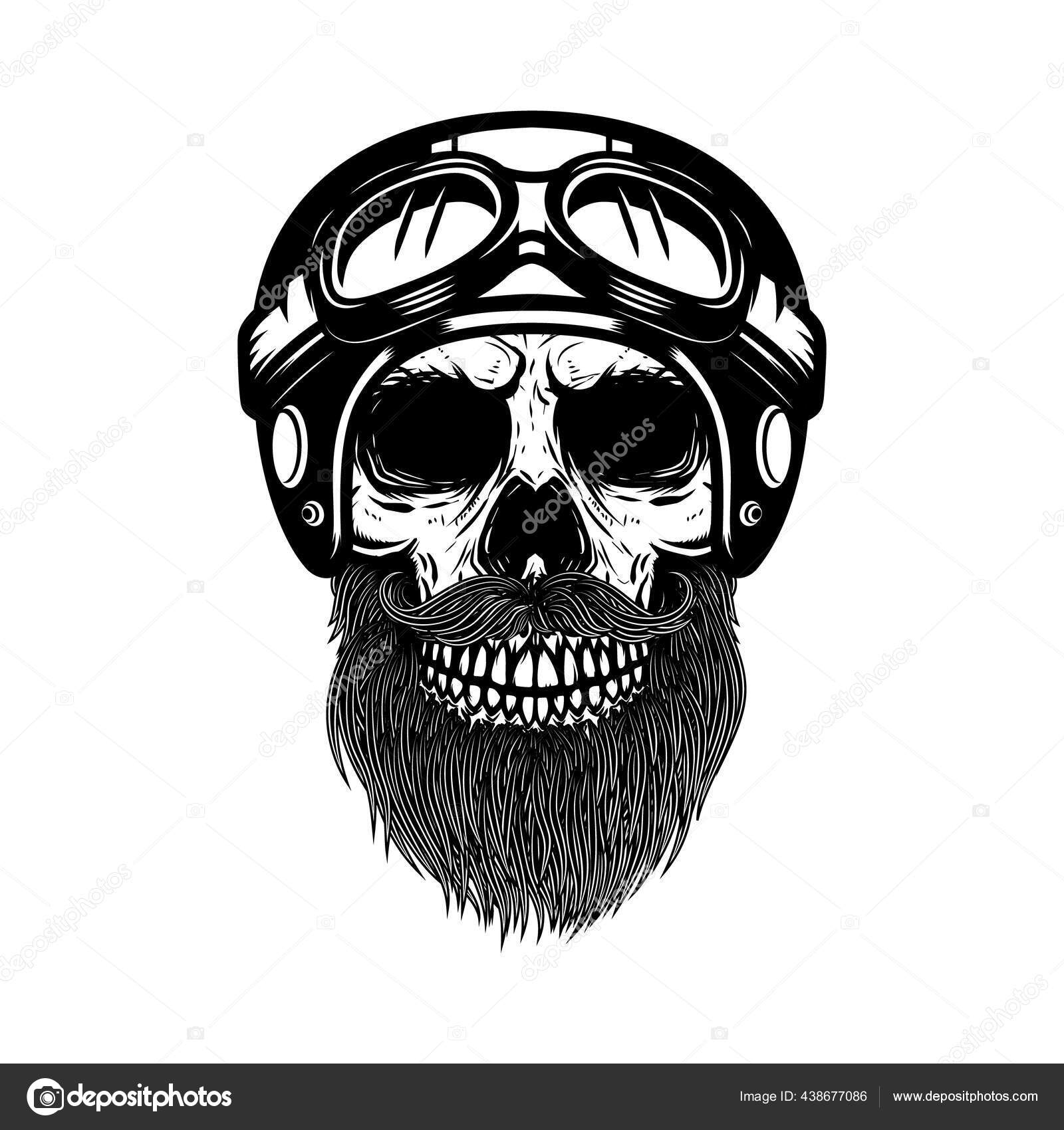 Bearded Skull Racer Helmet Design Element Logo Label Emblem Sign ...
