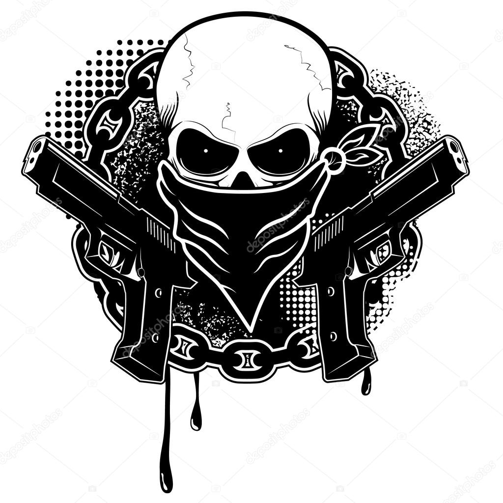Skull and two pistols — Stock Vector #77497566