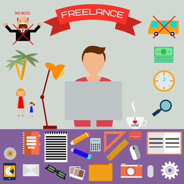 Freelance infographic template. Set elements for creating you ow Stock ...