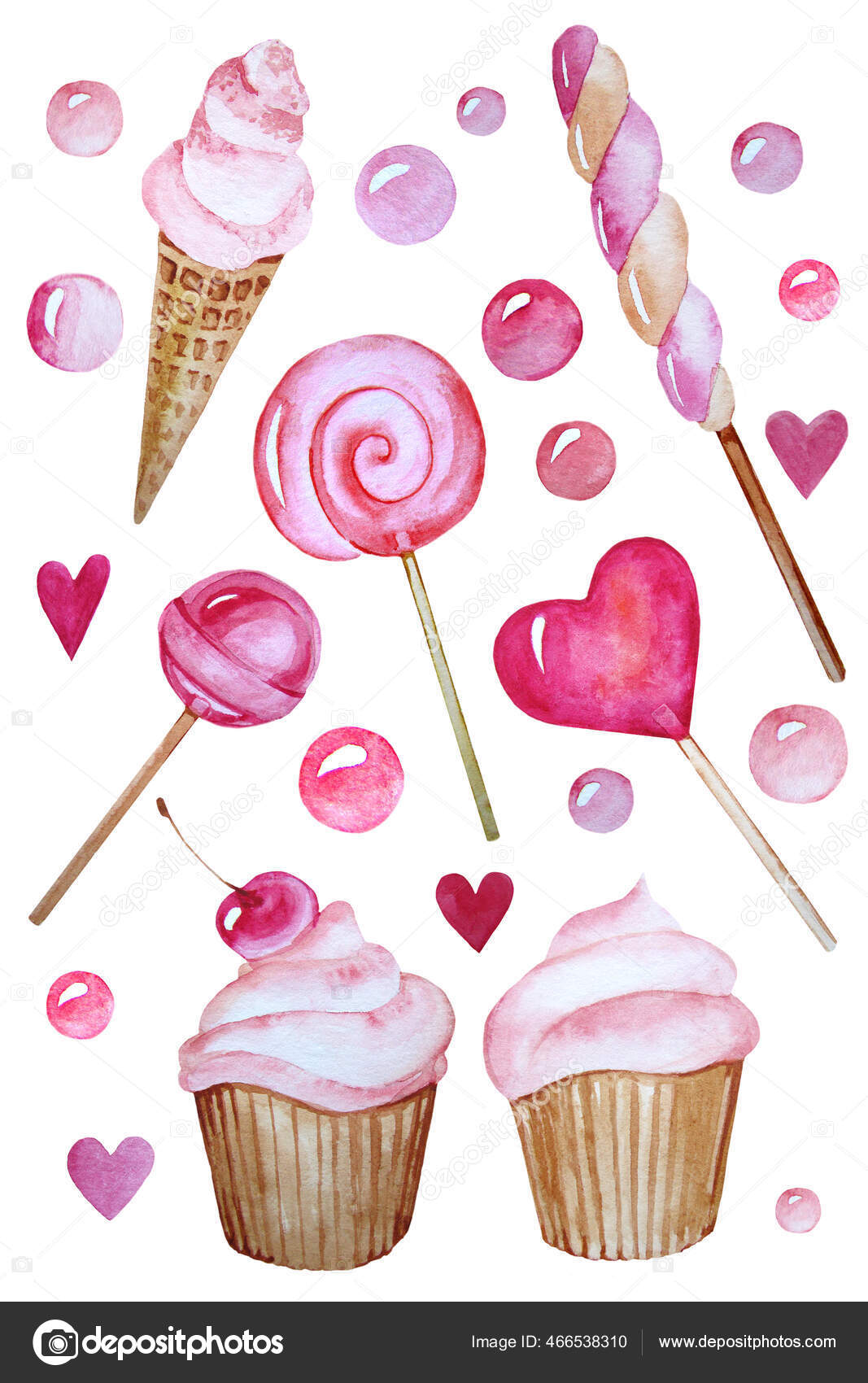 Seamless Watercolor Drawing Sweets Pattern Stock Illustration by ...