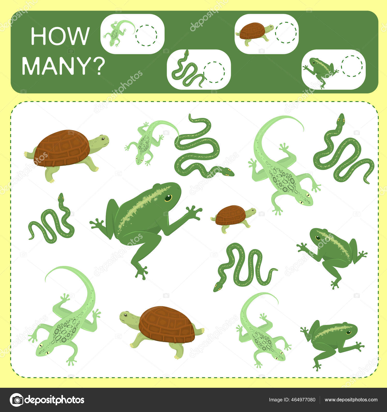 Educational Counting Math Game Preschool Children Theme Reptiles Count ...