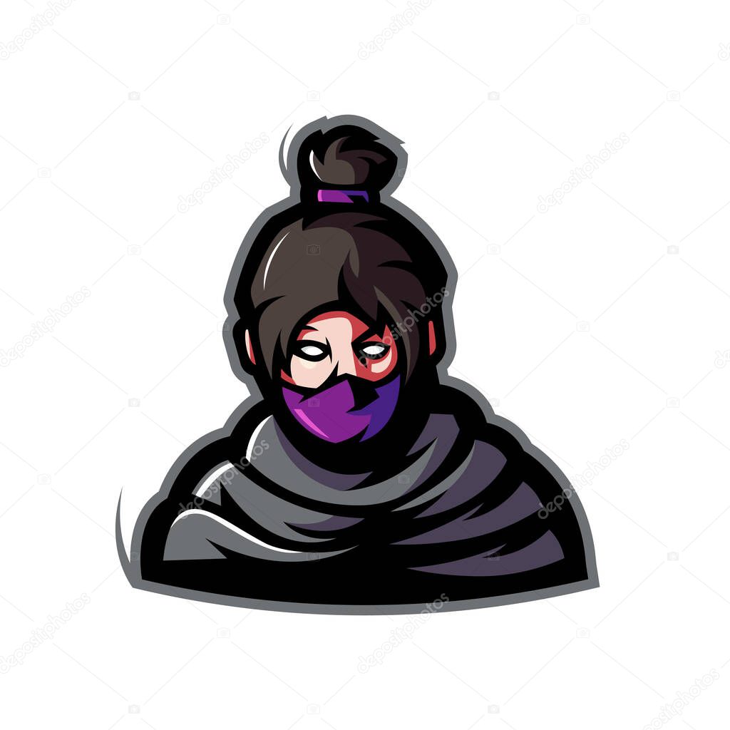 Ninja wraith juego mascota logo diseño ilustración vector aislado sobre ...