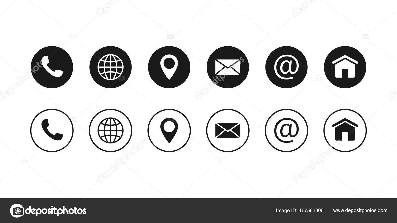 Web Contact Communication Icon Call Location Internet Mail Home Icons ...