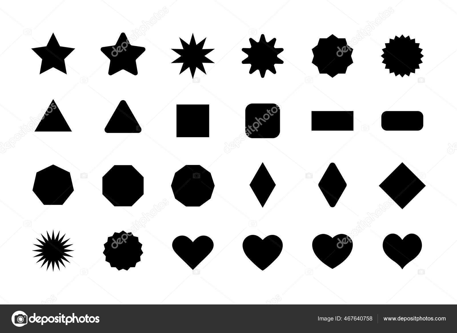 Basic Shapes Design Stars Triangle Hexagon Square Rectangle Heart Geometric Stock Vector by ...