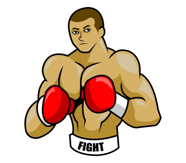 Winner Champion Of Boxing Strong Man On White Background Body Stock