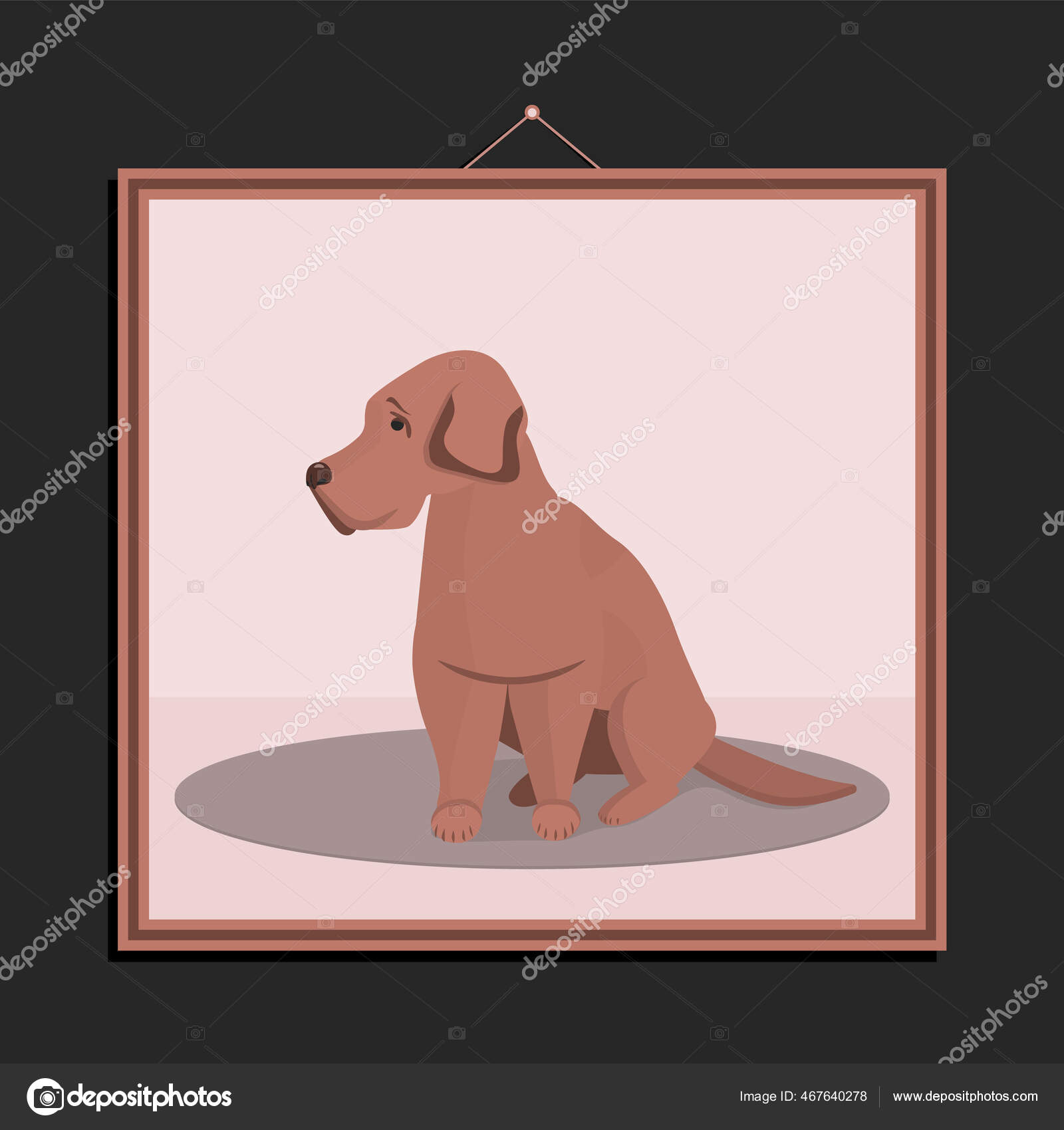 Dog Vector Image Dog Frame Wall Dog Sits Looks Away Stock Vector Image ...
