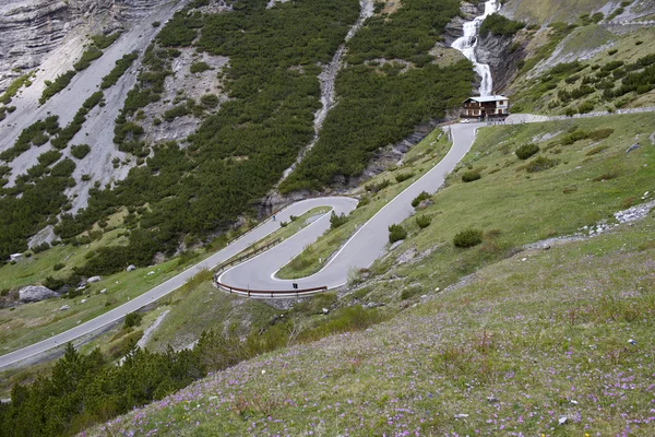 The Stelvio Pass, mountain pass in northern Italy, at an elevati ...