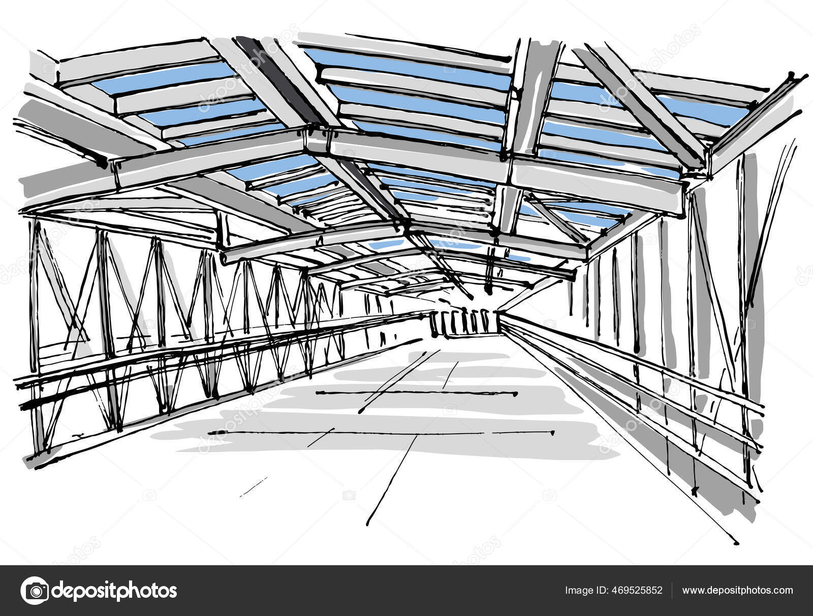 Footbridge Hand Drawn Sketch Vector Illustration Stock Illustration by ...