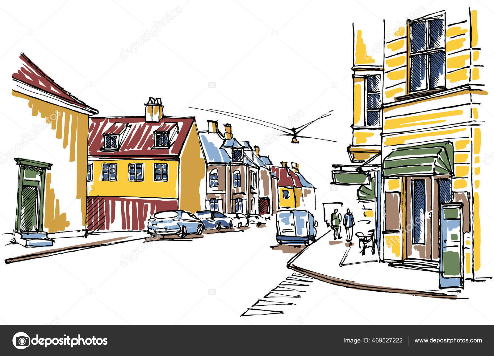 Old Town Sketch Vector Illustration Stock Vector Image by ©marina ...