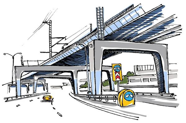 Footbridge Hand Drawn Sketch Vector Illustration Stock Illustration by ...