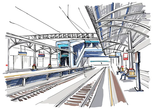 Railway Station Sketch Vector Illustration Stock Vector Image by ...
