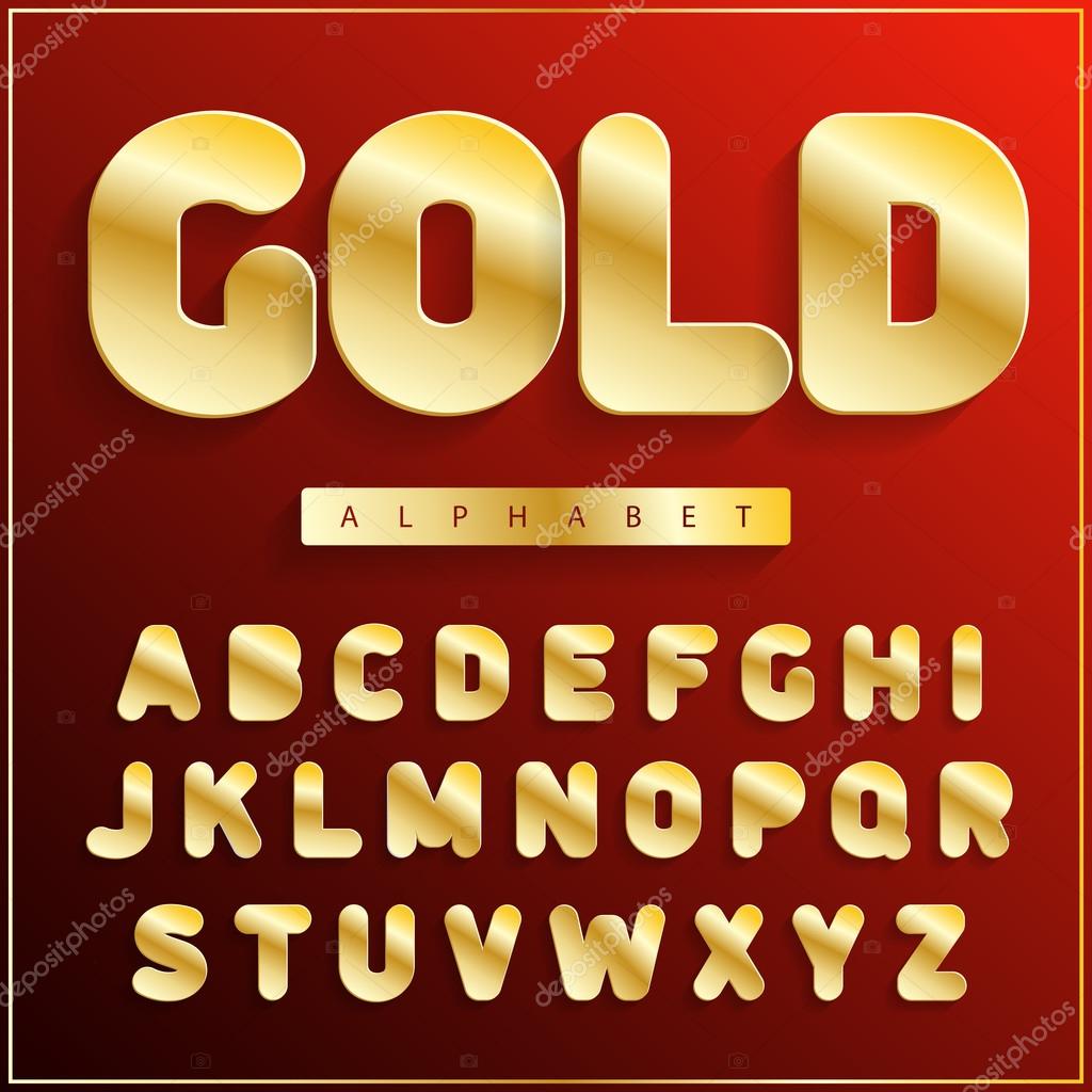Gold stickers paper alphabet. Gold sparkles font and letters. Best to ...