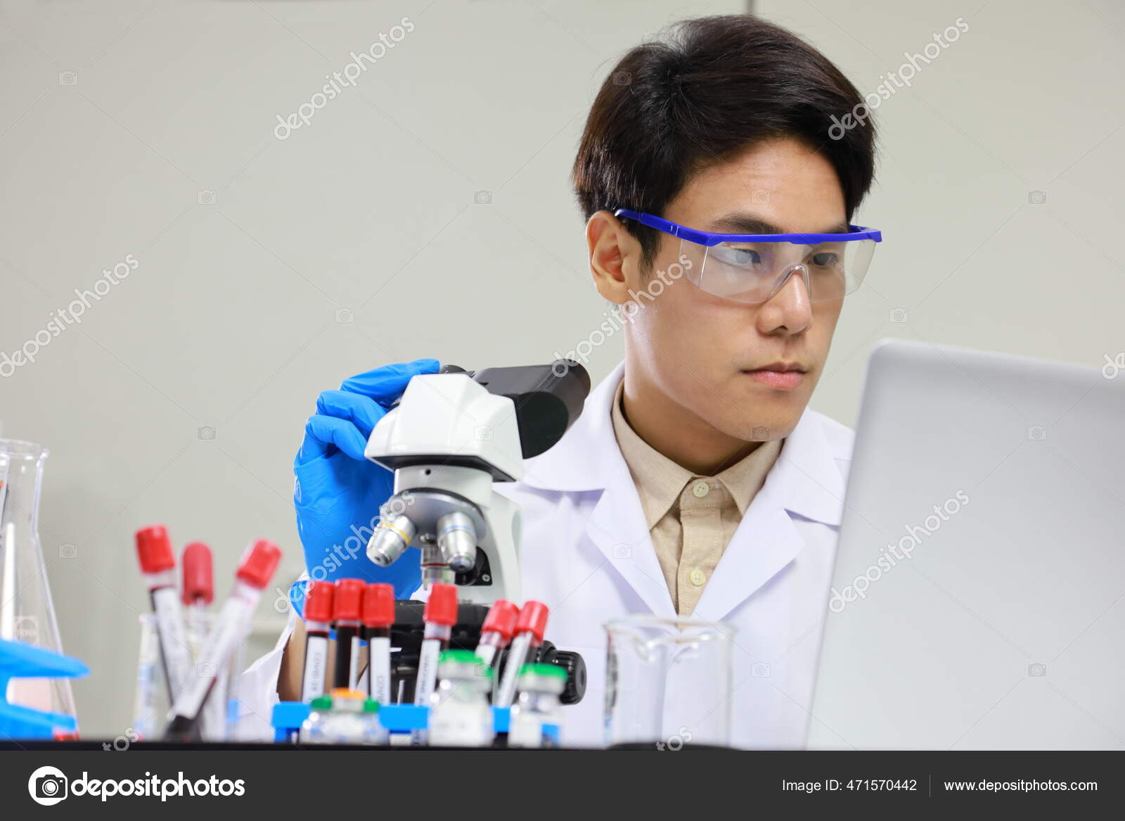 Scientist Laboratory Experimenting Developing New Vaccine Fight Virus ...