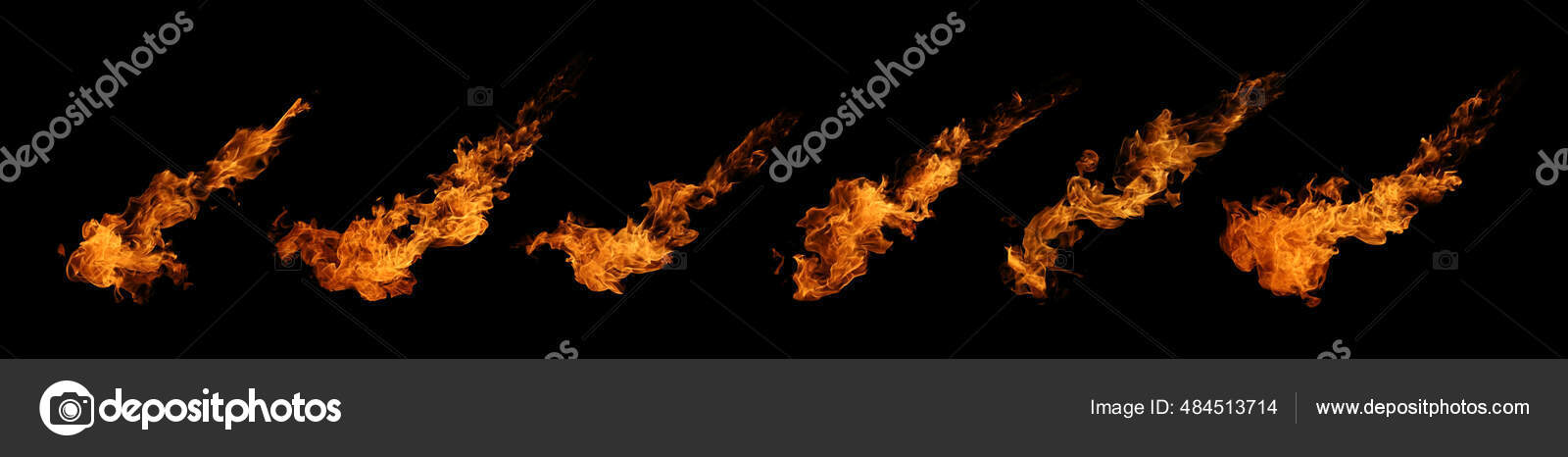 Set Fire Burning Flame Isolated Dark Background Graphic Design Usage ...