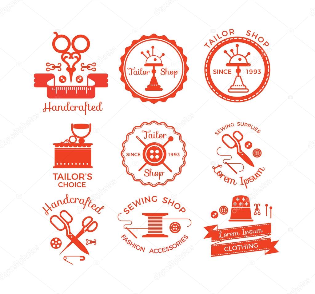 Set of labels with sewing and tailoring symbols. Stock Vector by ...