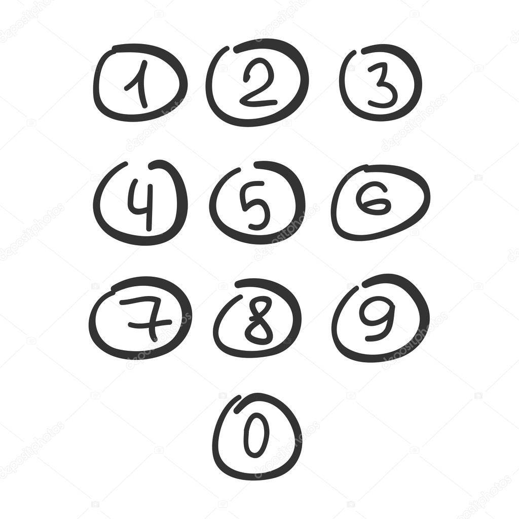 Scribble Circle Font Hand Drawn Numbers Black Isolated — Stock Vector ... Scribble Circle Font Hand Drawn Numbers Black Isolated — Stock Vector ...